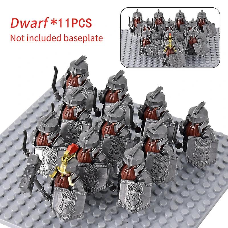 Moc Medieval Dwarf Warrior Elves Knights Lotr Figures Building Blocks ...