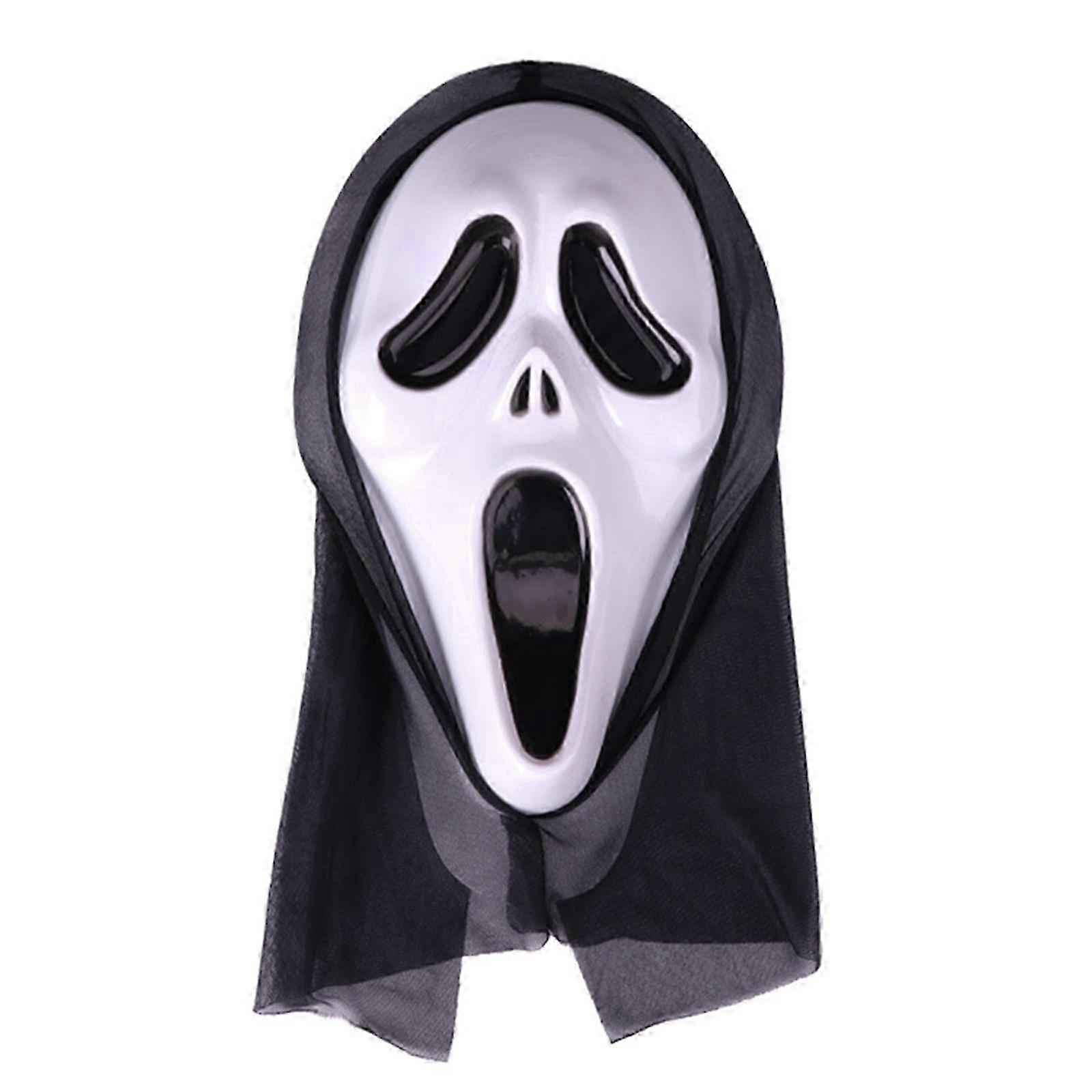 Mask With Shroud 2024 Halloween Scream Full Head Masks Scary Party ...
