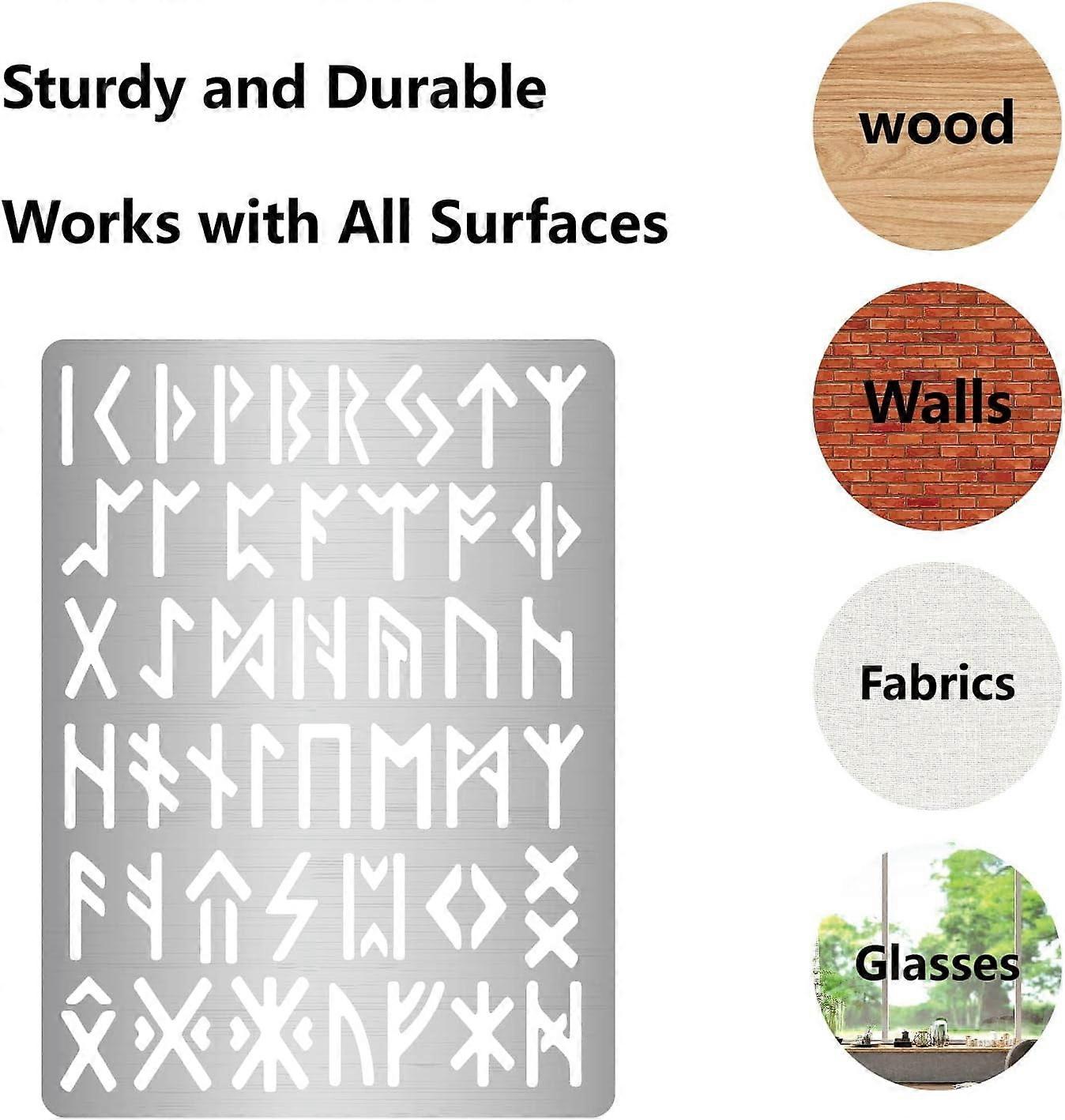 1pc Metal Runes Stencil Stainless Steel Ancient Alphabet Elder Futhark ...