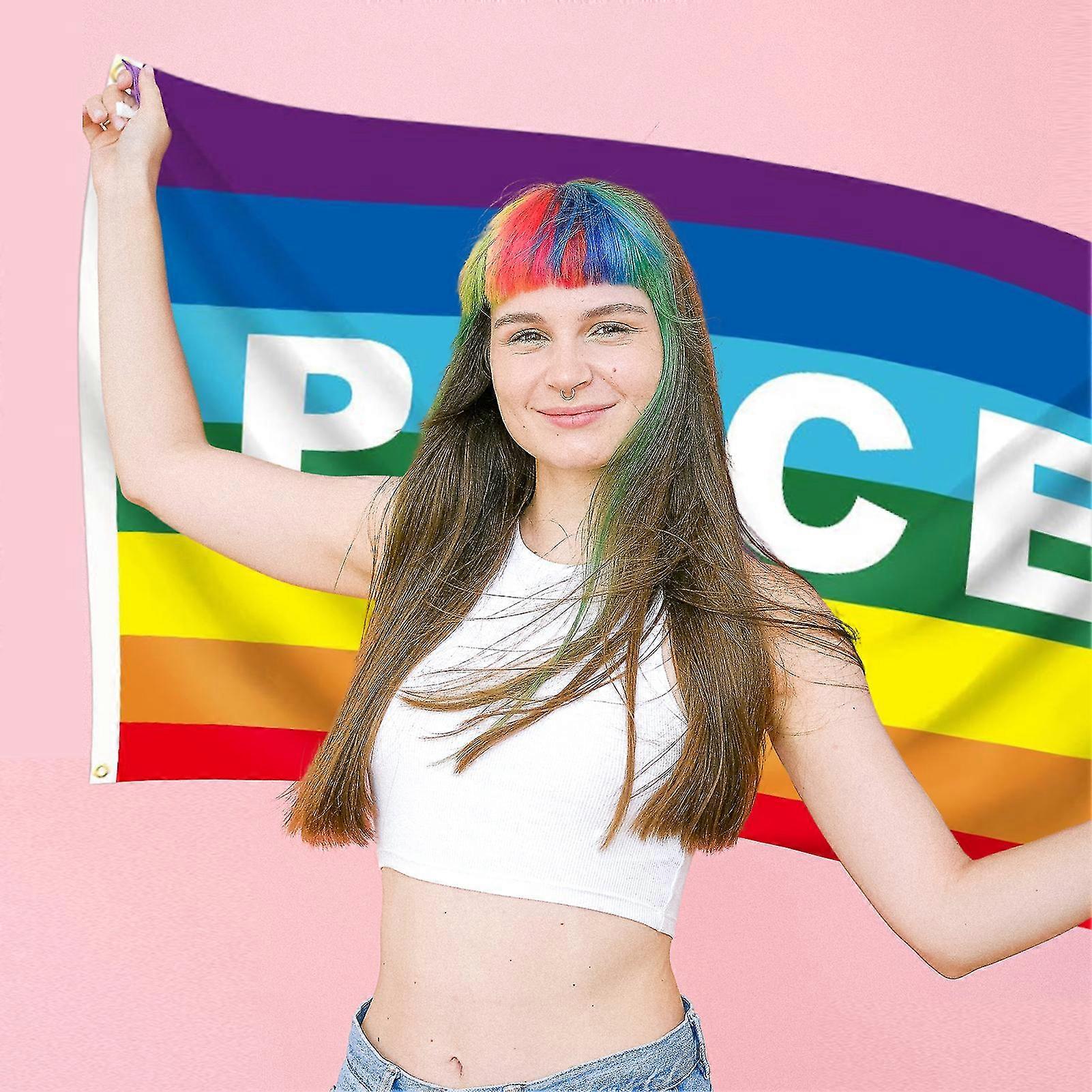 Gay Pride Flag Set Rainbow Lgbtq With Pace Pattern Banner String Bunting For Parade | Fruugo UK