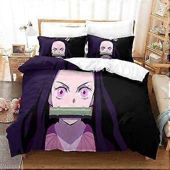 3Pcs Kamado Nezuko Bedding Set Boys and Girls Quilt Duvet Cover Set 3D ...