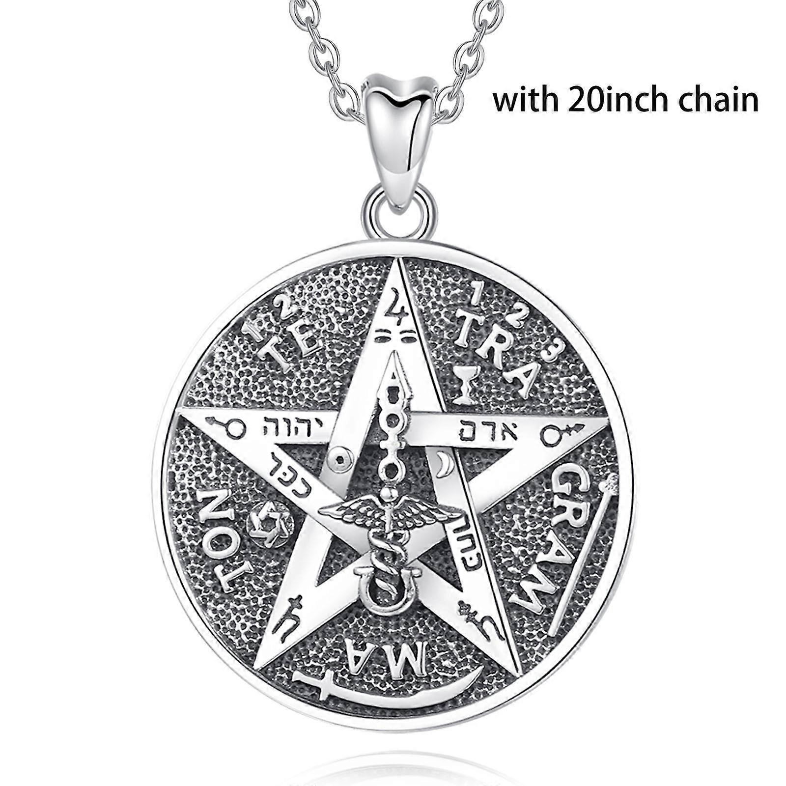 Silver Pentagram Runes Necklaces Amulet Leather Chain Guardian Star ...