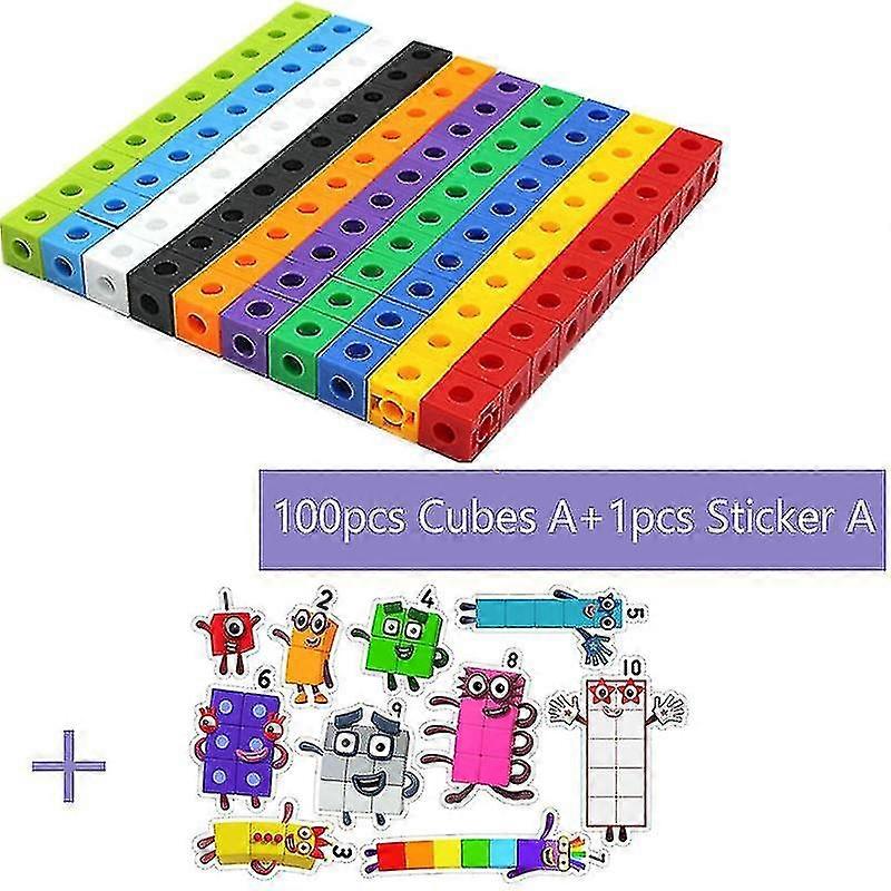 100pcs Mathematics Linking Cubes Numberblocks Interlocking Multilink ...