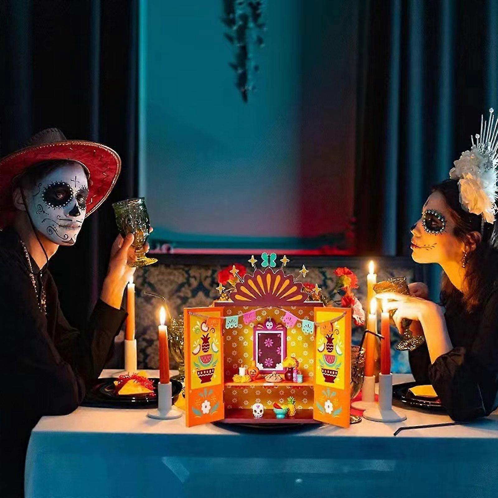 Day Of The Dead Ofrenda Wooden Box Set, Wooden Day Of The Dead Box ...