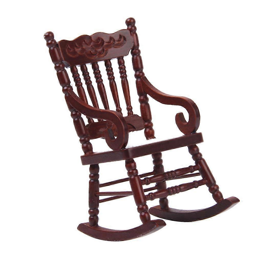 4x Vintage Brown Wooden Rocker Rocking Chair for 1/12 Dolls House ...