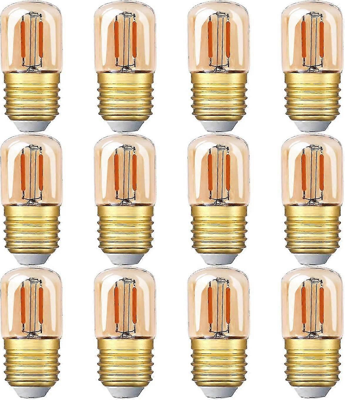 12 Pack Mini Tubular Led Light Bulb,1w T28 Edison Led Filament Bulb E27 Screw Base 2200k Super ...