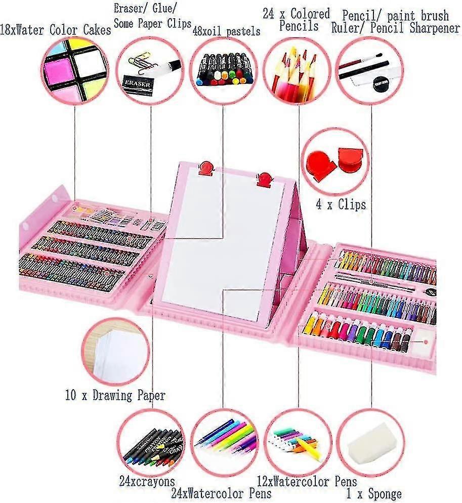 A-208 Pcs Art Supplies, Brand Drawing Art Kit For Kids Adults Art Set With Double Sided Trifold ...
