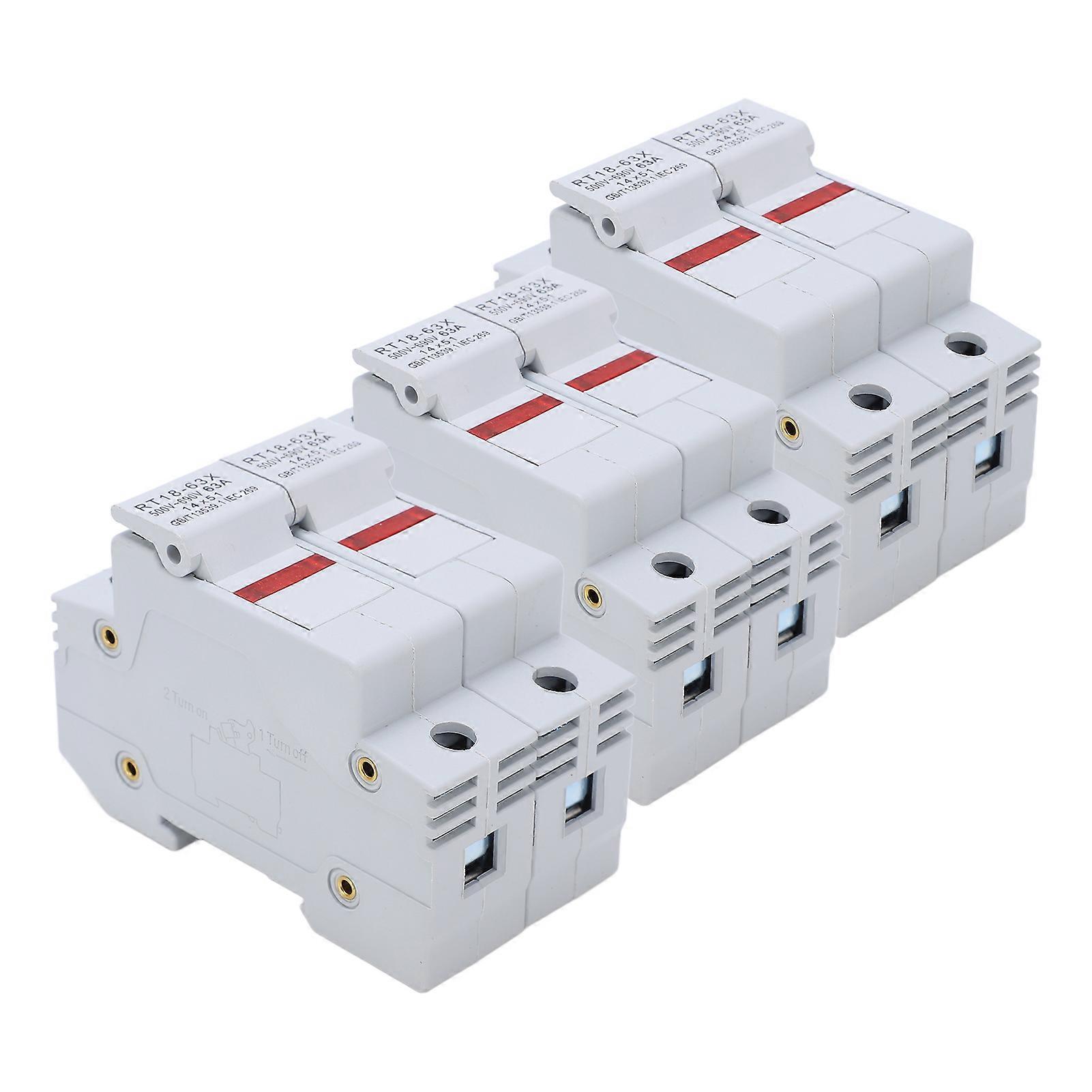 RT18-63X Rail Mounted Fuse Holder Base with LED Light for RO16 14x51mm ...