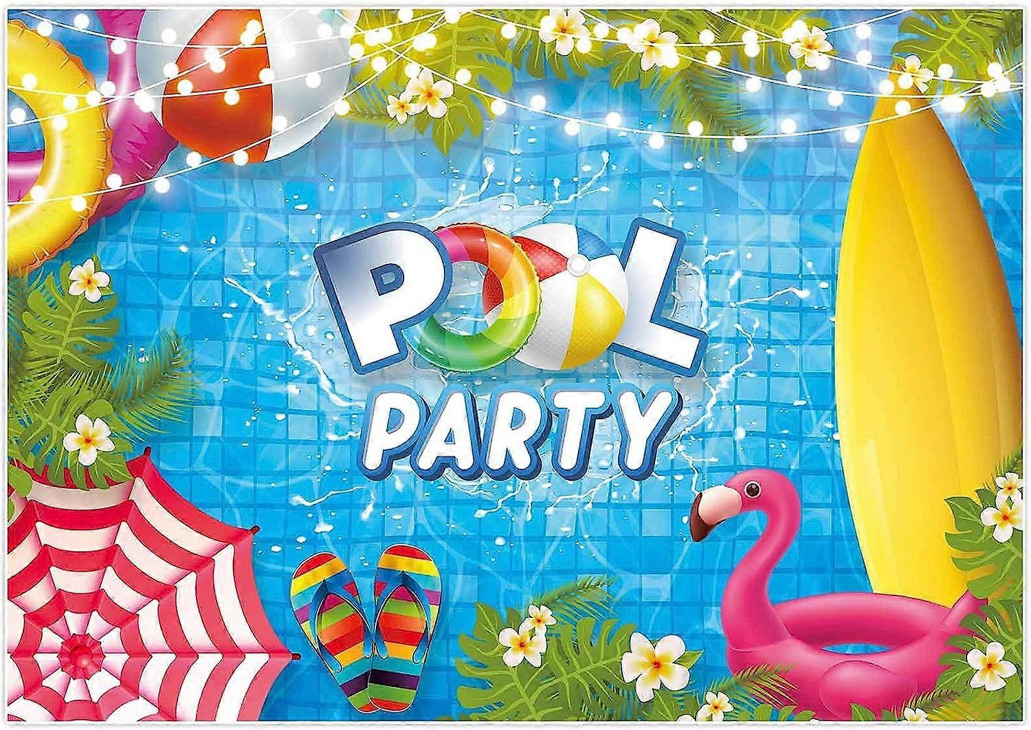 7x5ft Pool Party Backdrop Summer Beach Ball Tropical Palm Flower Baby ...
