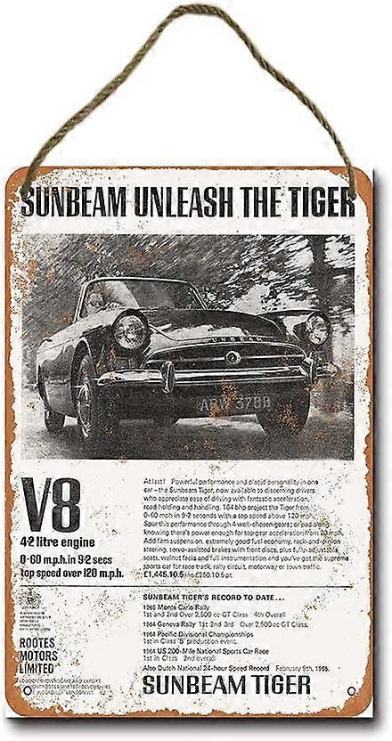 1965 Sunbeam Tiger Retro Hanging Wood Sign 8"x12" by LoMall | Fruugo UK