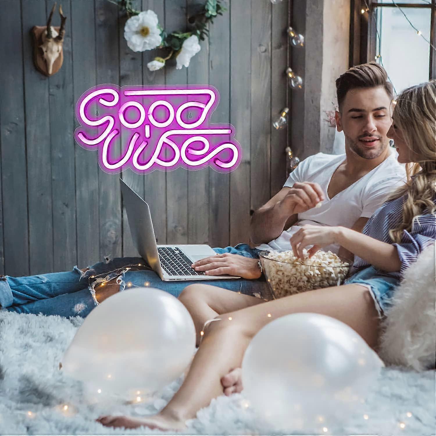 Pink Positive Waves Neon Sign Led Neon Wall Signs USB Neon Sign Decor ...