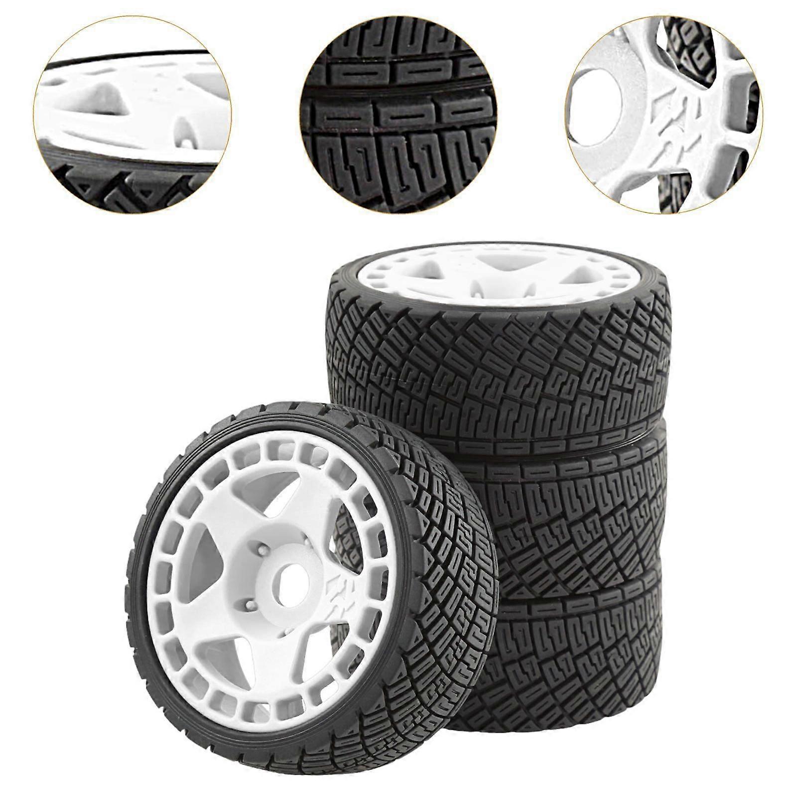 4x RC Car Wheels and Tires Assembly RC Crawler Car Tires 1/7 1/8 RC ...