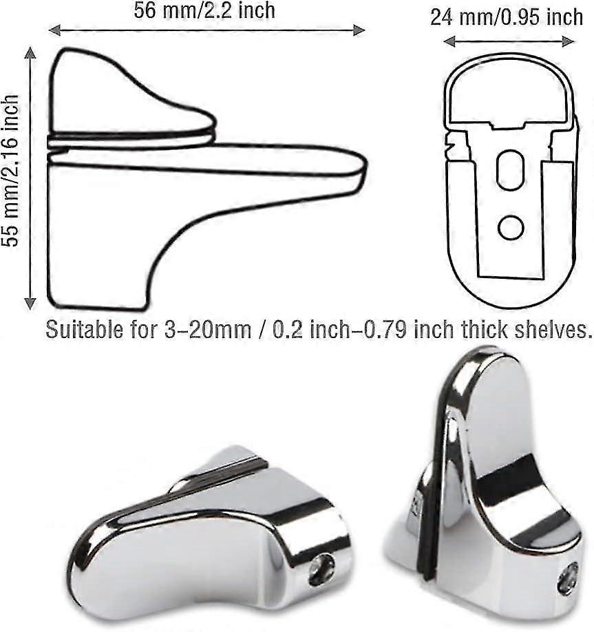 2 Pcs Glass Shelf, Support Adjustable Glass Shelf Bracket Polished ...