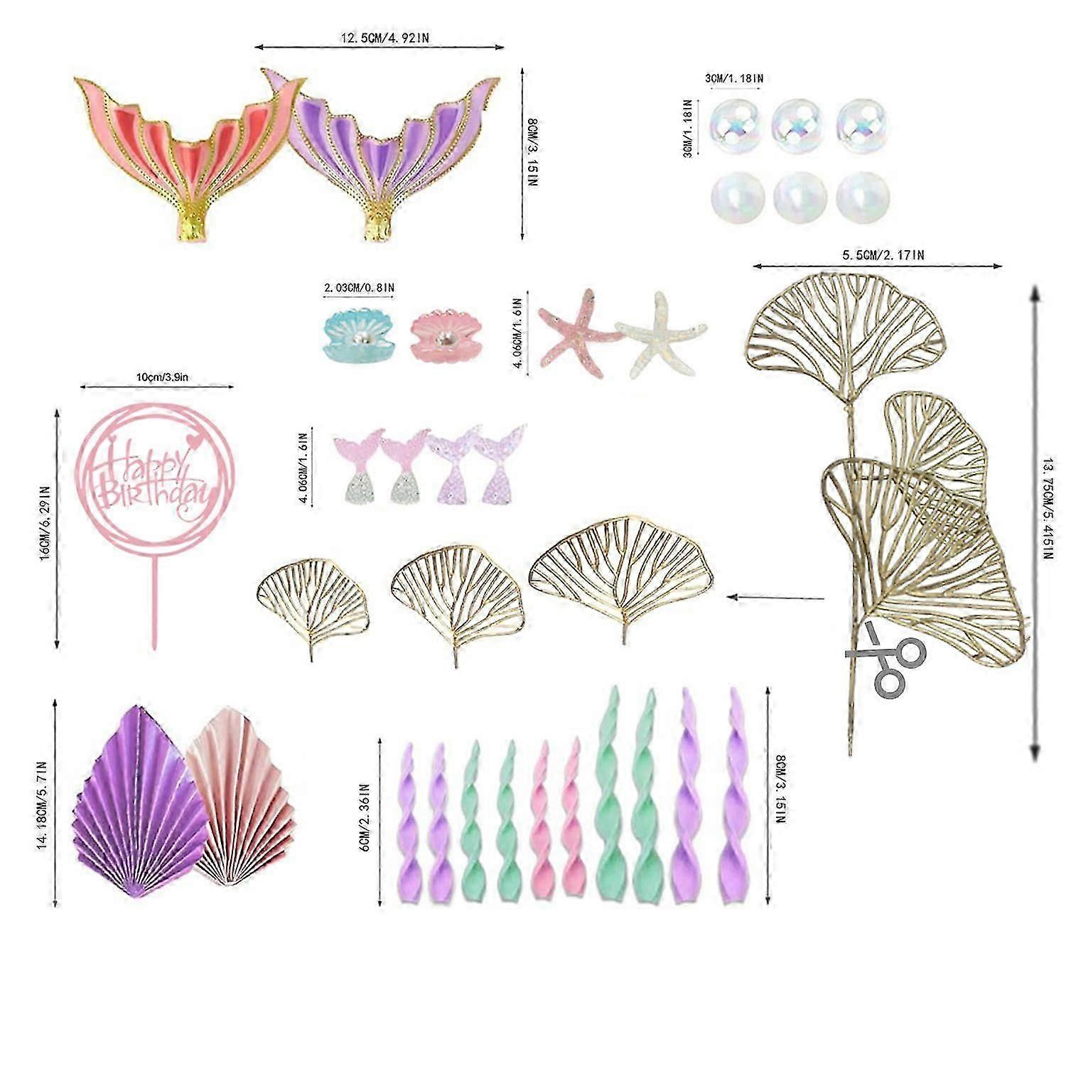 Mermaid Cake Topper, 30pcs Little Mermaid Cake Toppers, Mermaid Tails ...