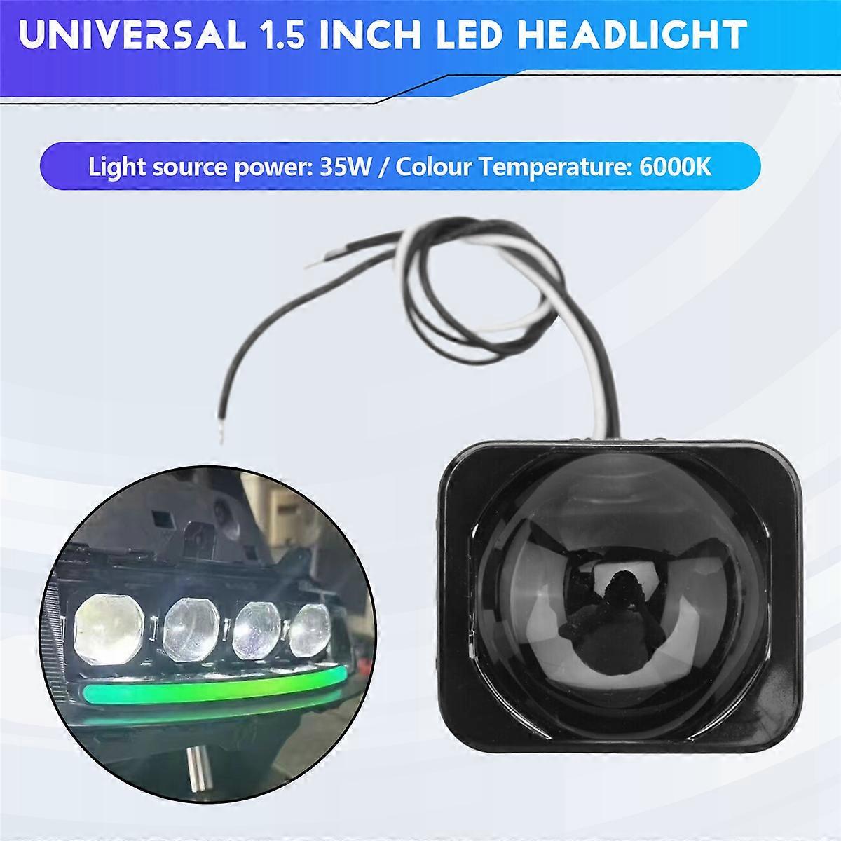 Universal Car Moto 1.5 Inch Matrix LED Headlight Dual Light Lens ...