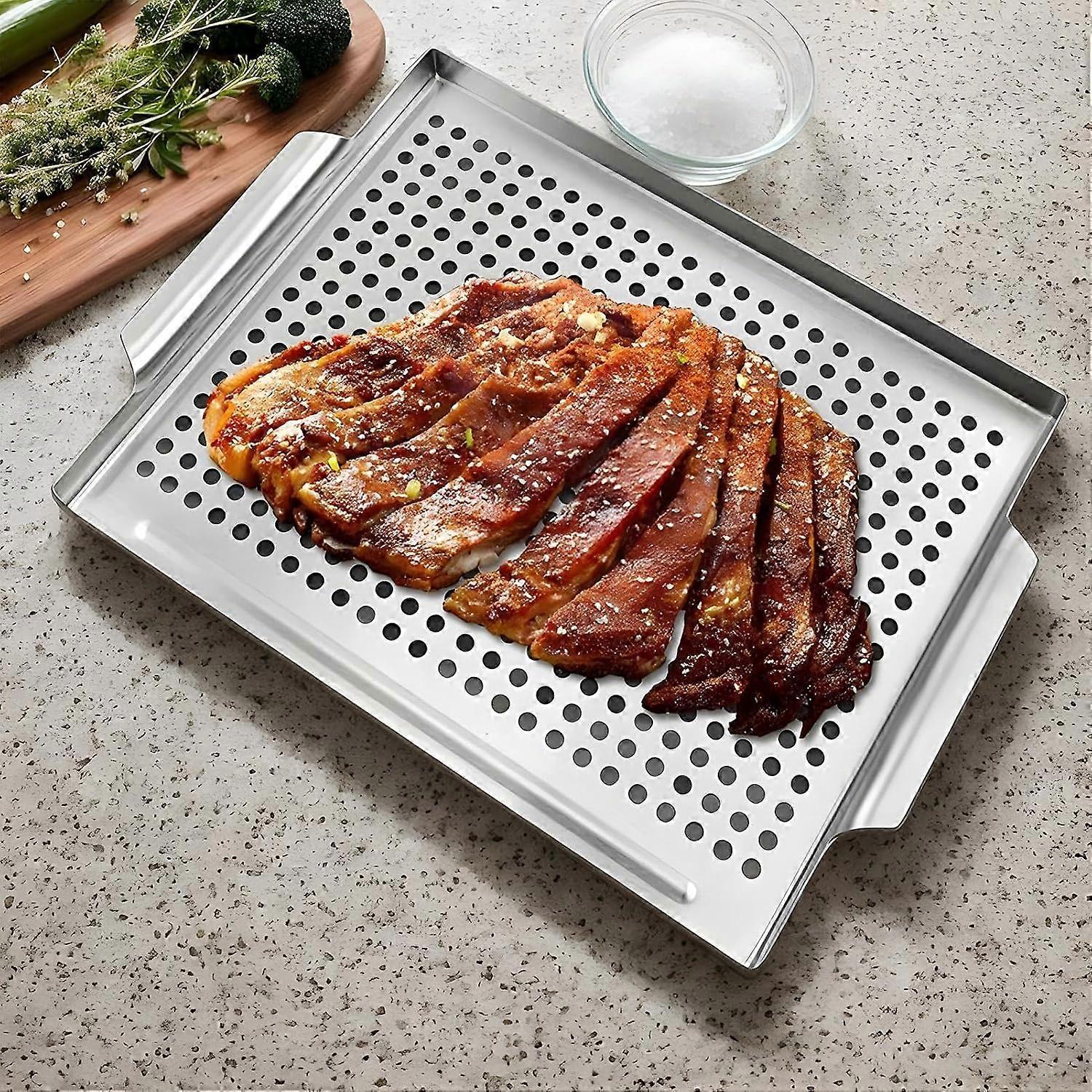 BBQ Grill Topper | Nonstick Stainless Steel Grill Tray for Camping ...
