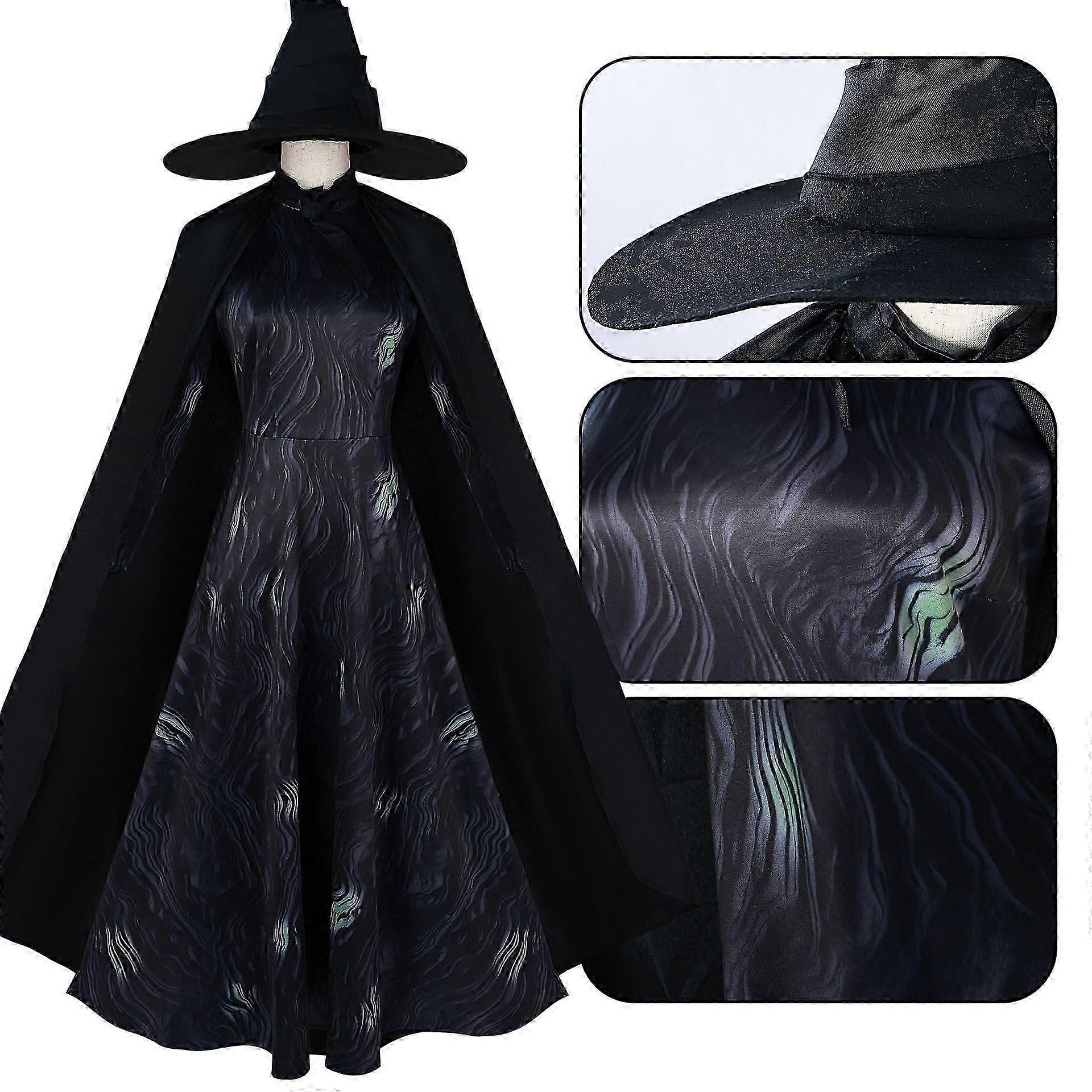 Witch Elphaba Cosplay Black Dress Glinda Pink Costume Halloween ...