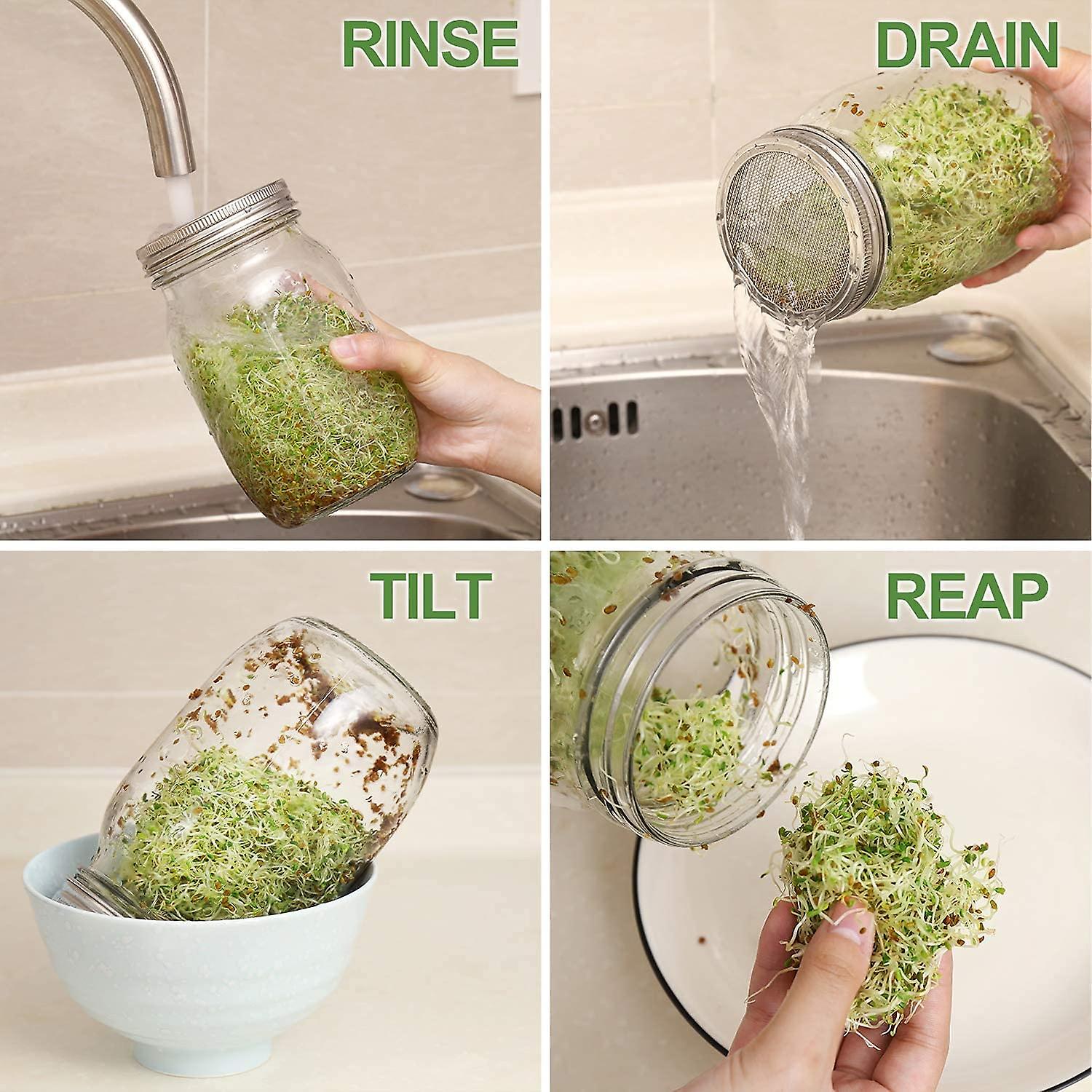 Sprouting Jar Screen Lids 304 Stainless Steel Sprouting Lids For Wide ...