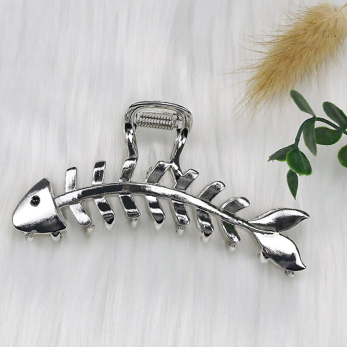Gold Hair Clips Fish Bone Shape Hair Claw Clip Large Metal Hair Jaw ...