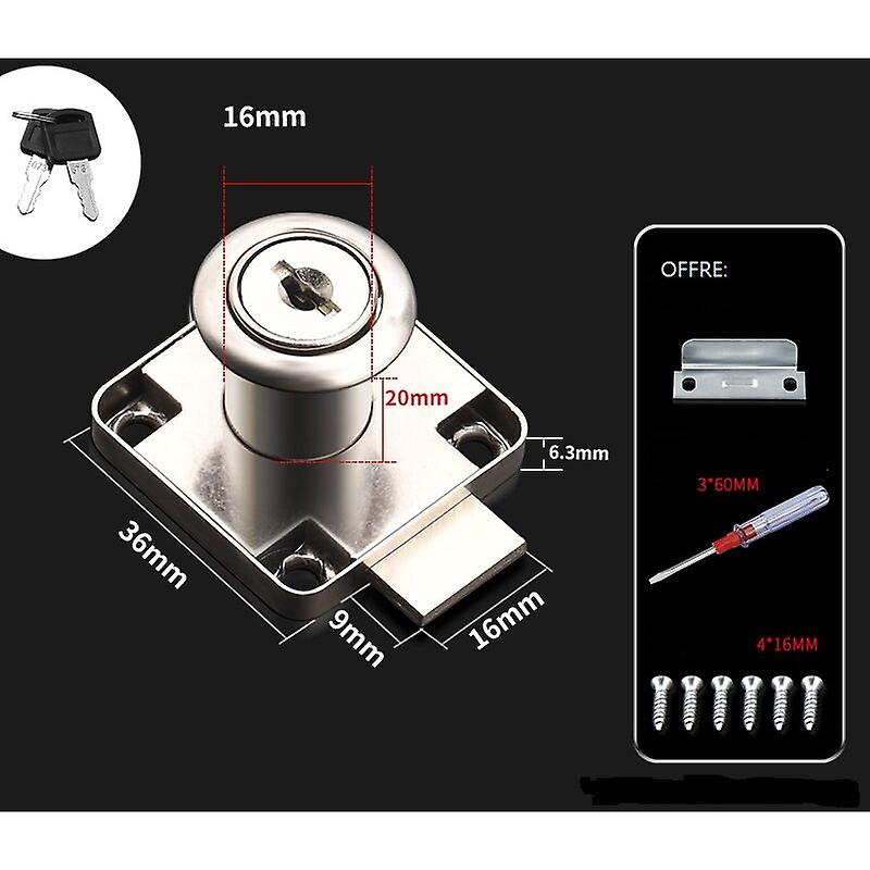 2 Packs Office Drawer Lock, Cylinder Cabinet Lock Use To Close ...