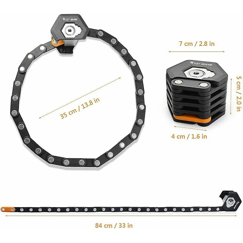 Bike Lock, Portable Compact Folding Chain, Aluminum Alloy Foldable Lock ...
