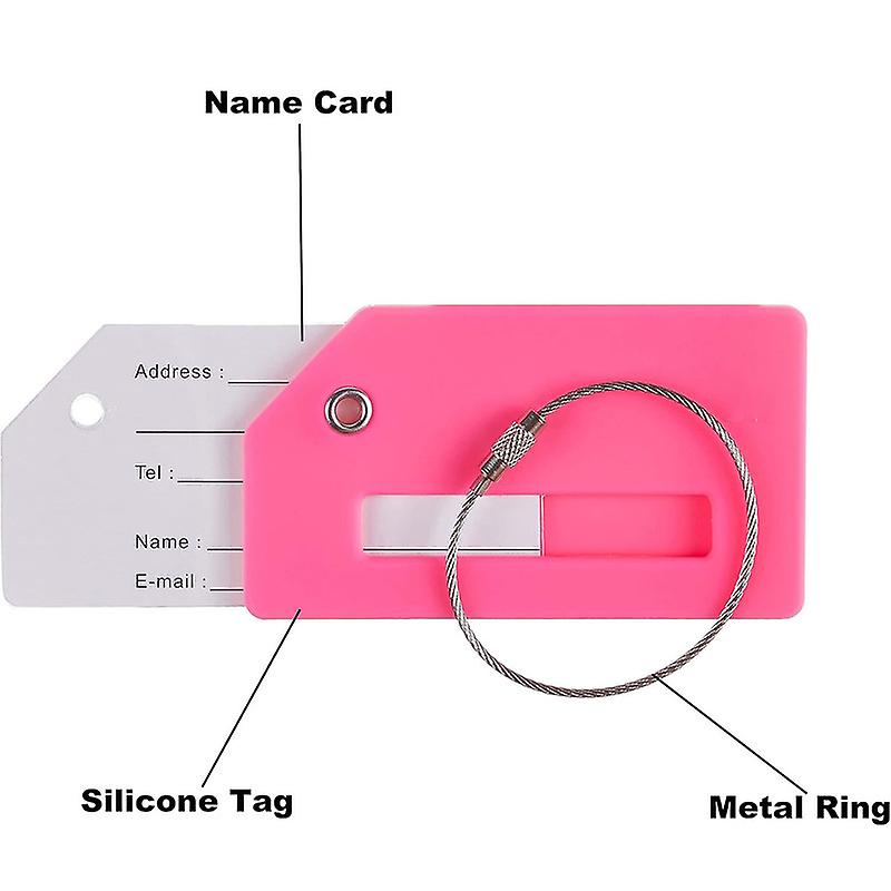 5Pcs Silicone Luggage Tags Travel Suitcase Tags with Name ID Card ...