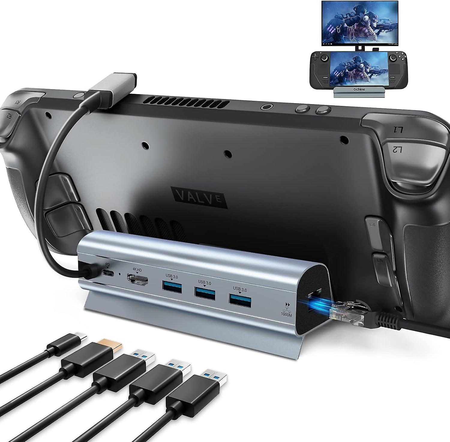 Docking Station Compatible with Steam Deck, 6-in-1 Aluminum Alloy Steam Deck Dock Stand with ...