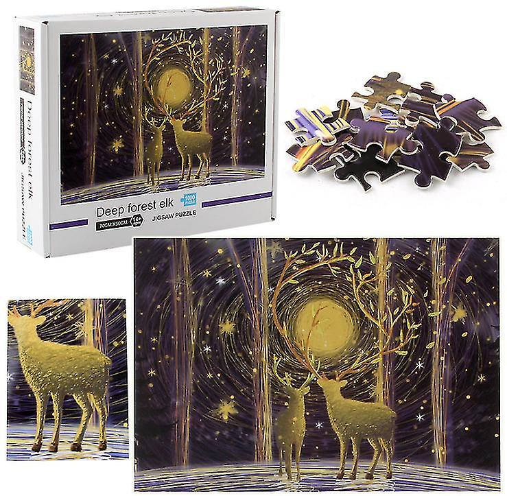 1000Pcs deep forest elk jigsaw diy puzzle toys assembling picture ...