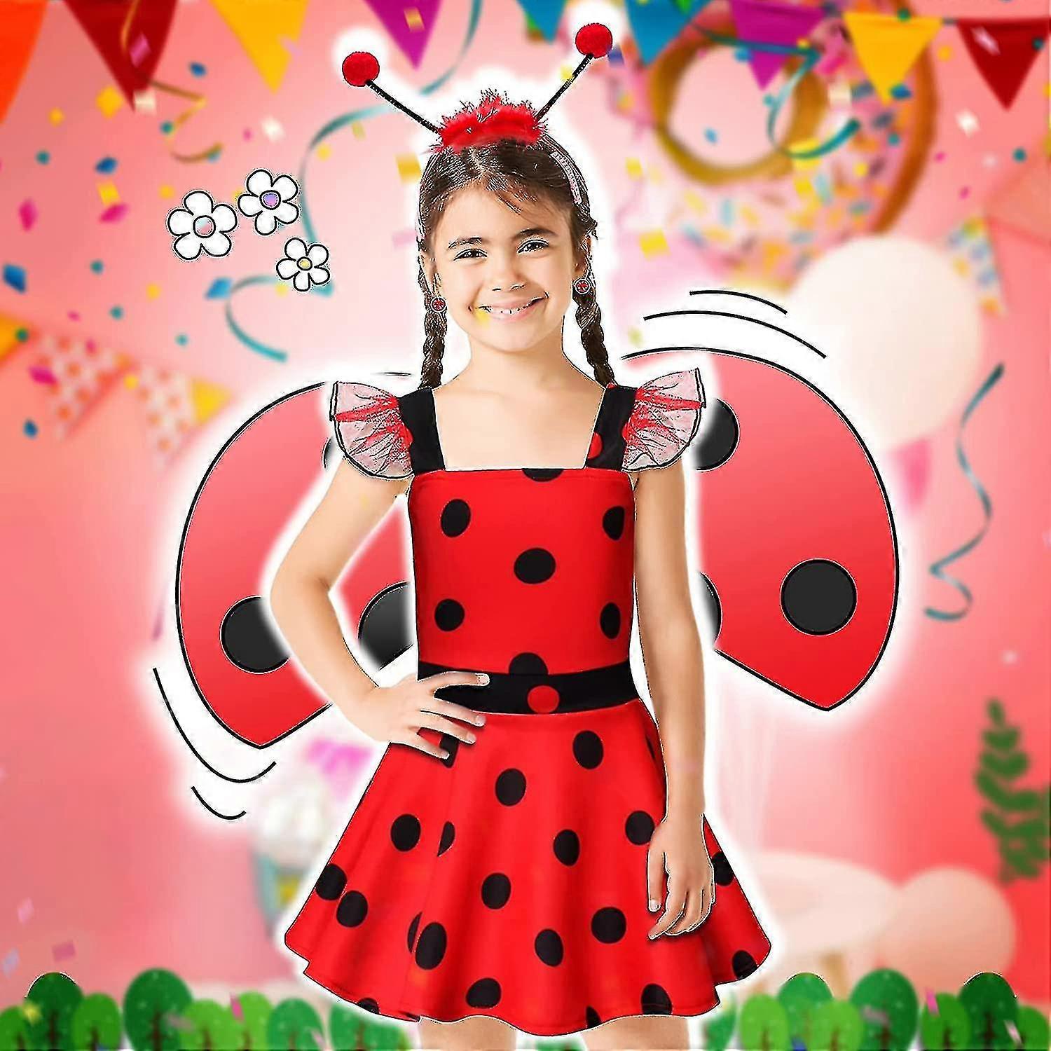 Girls Ladybug Costume Set Kids Ladybird Princess Dress Carnival Cosplay ...
