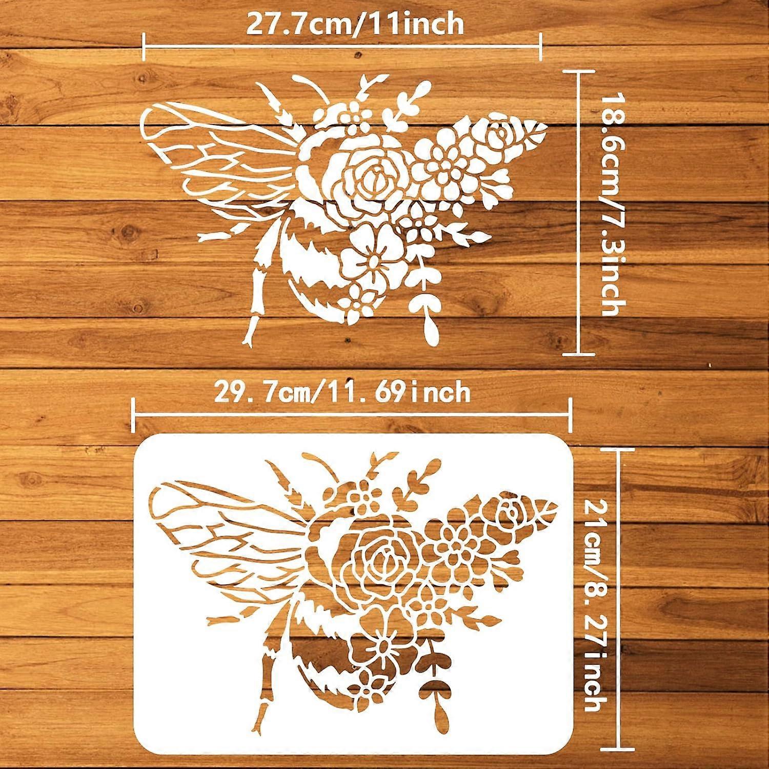 Flower Bees Painting Stencil 11.7x8.3 inch Hollow Out Big Bee Craft ...