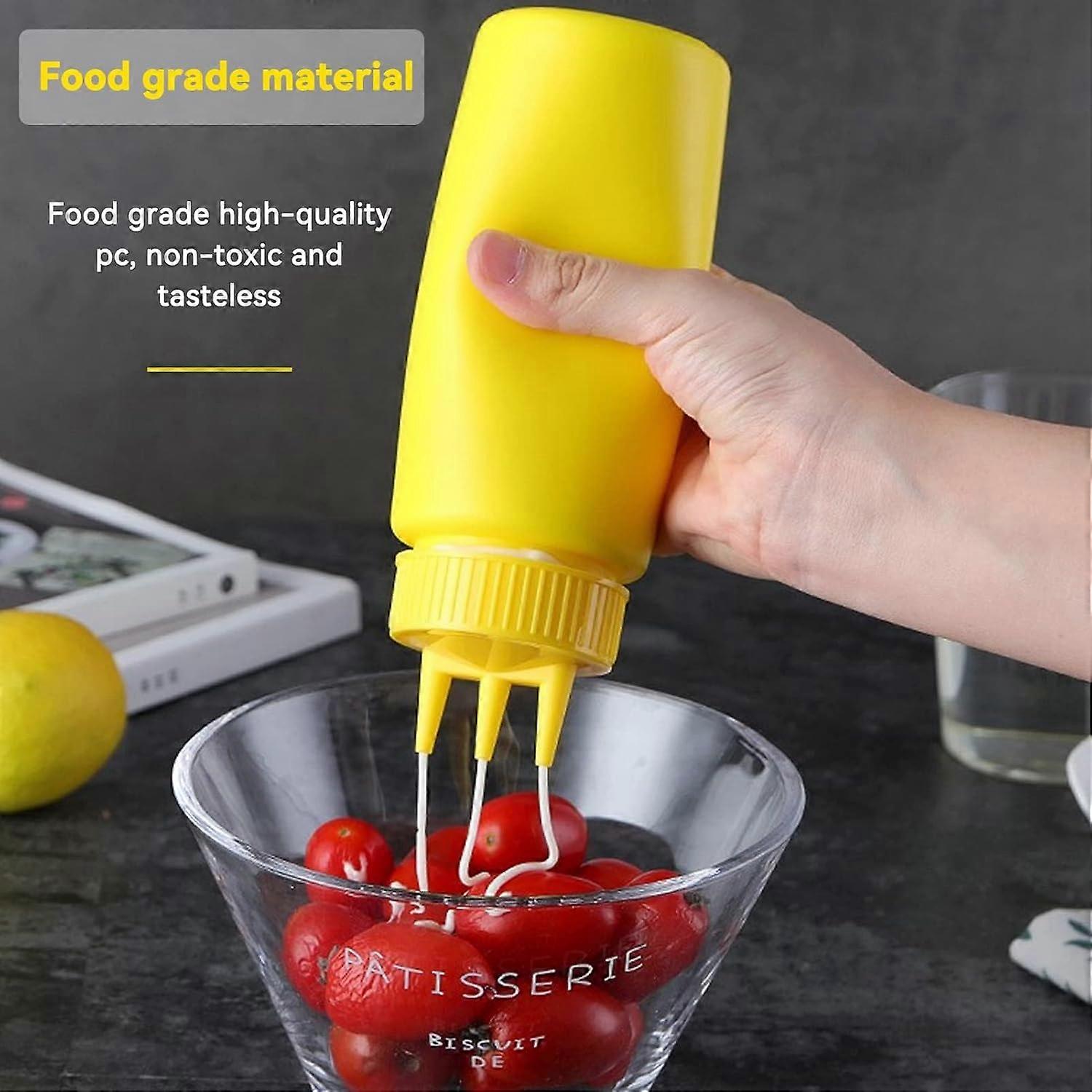 3Pcs 3 Hole Condiment Squeeze Bottle, Empty Squeeze Sauce Bottles 450ml ...