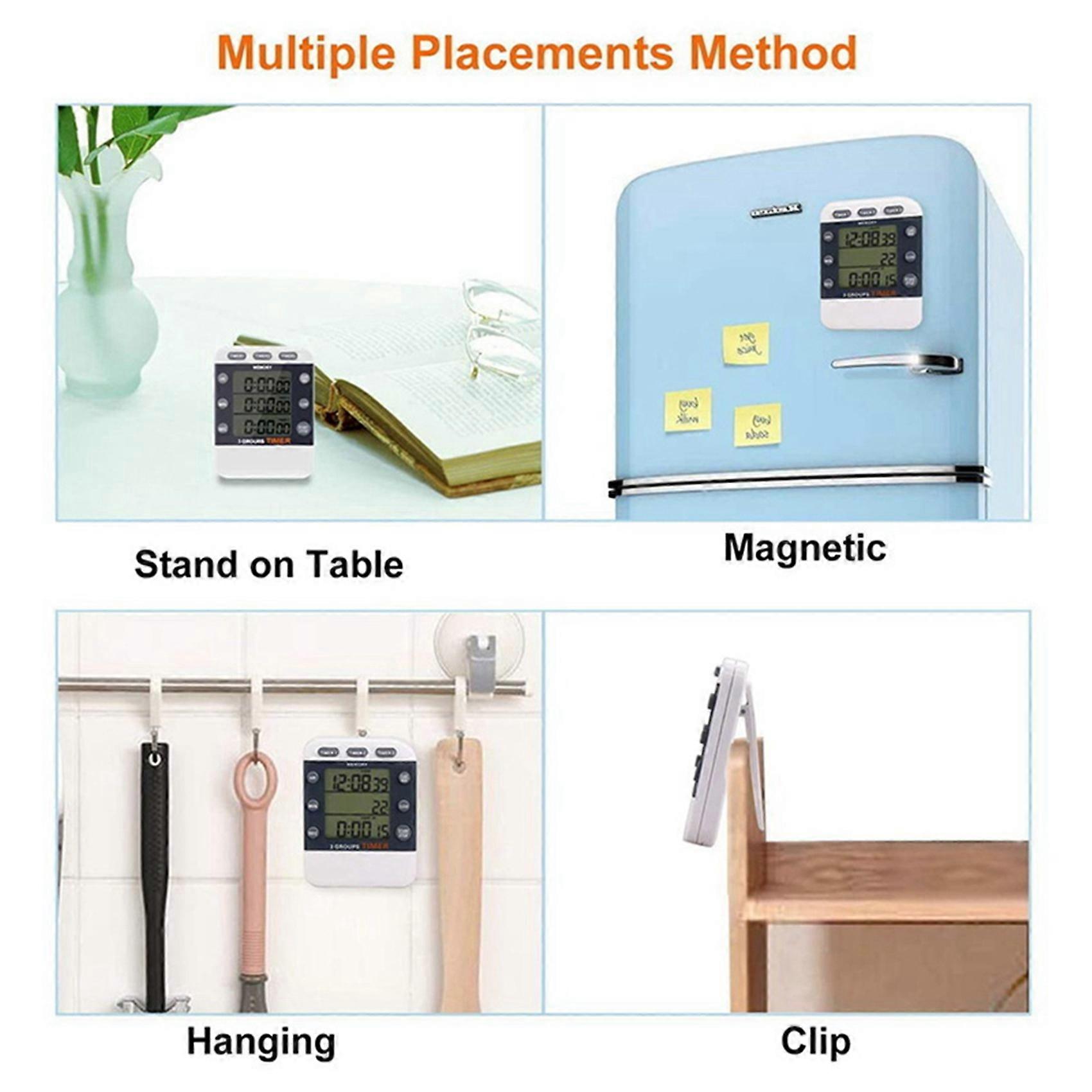 2X Digital Timer 100 Hour Triple Count Down/Up Clock Timer Kitchen ...