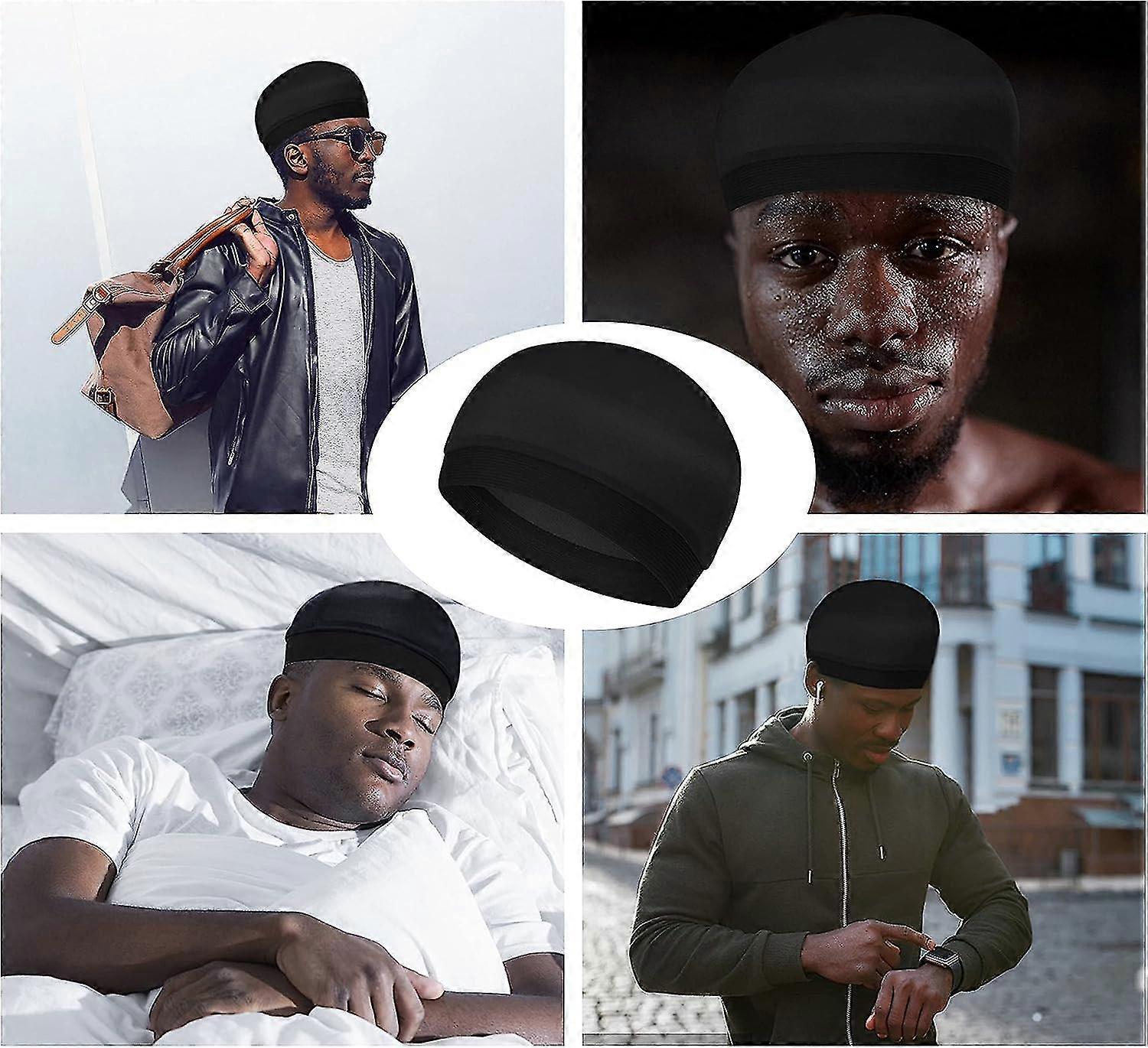 2Pcs Men's Wave Caps Silky Durag Stocking Wave Cap Good Compression ...