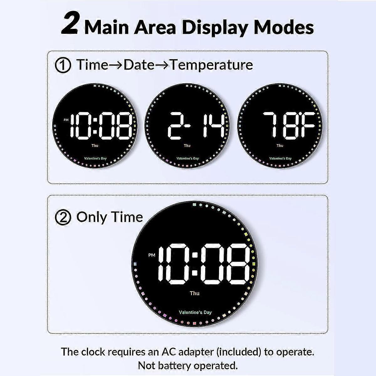 Digital Wall Clock With Colorful Light,10inch Led Digital Clock With ...