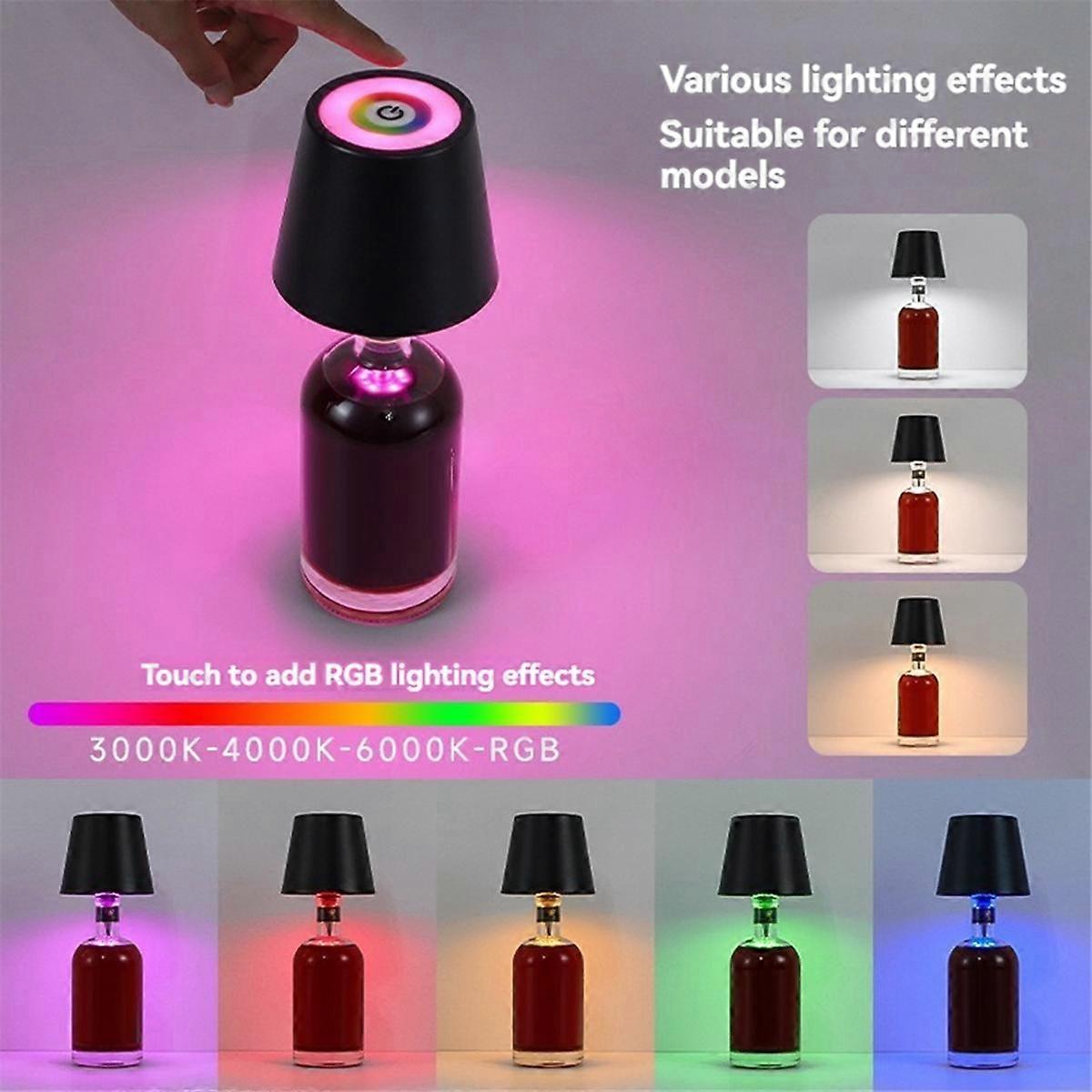 Wireless Bottle Lamp RGB Modes & 3 Color Stepless Dimming Bottle Lamp ...