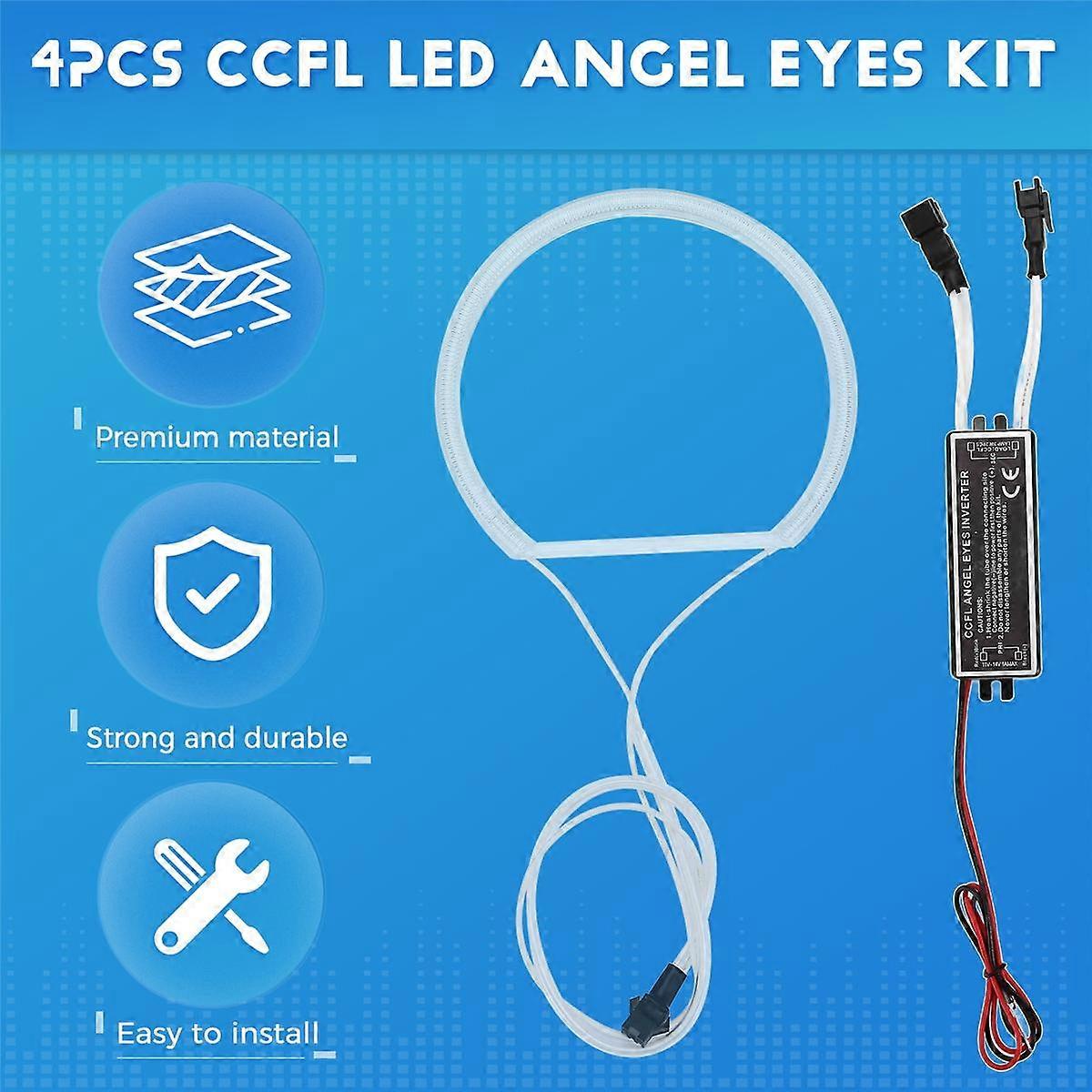 4Pcs White Headlight CCFL LED Angel Eyes Kit Halo Ring DRL Turn Signal Light CCFL Headlight Lamp ...