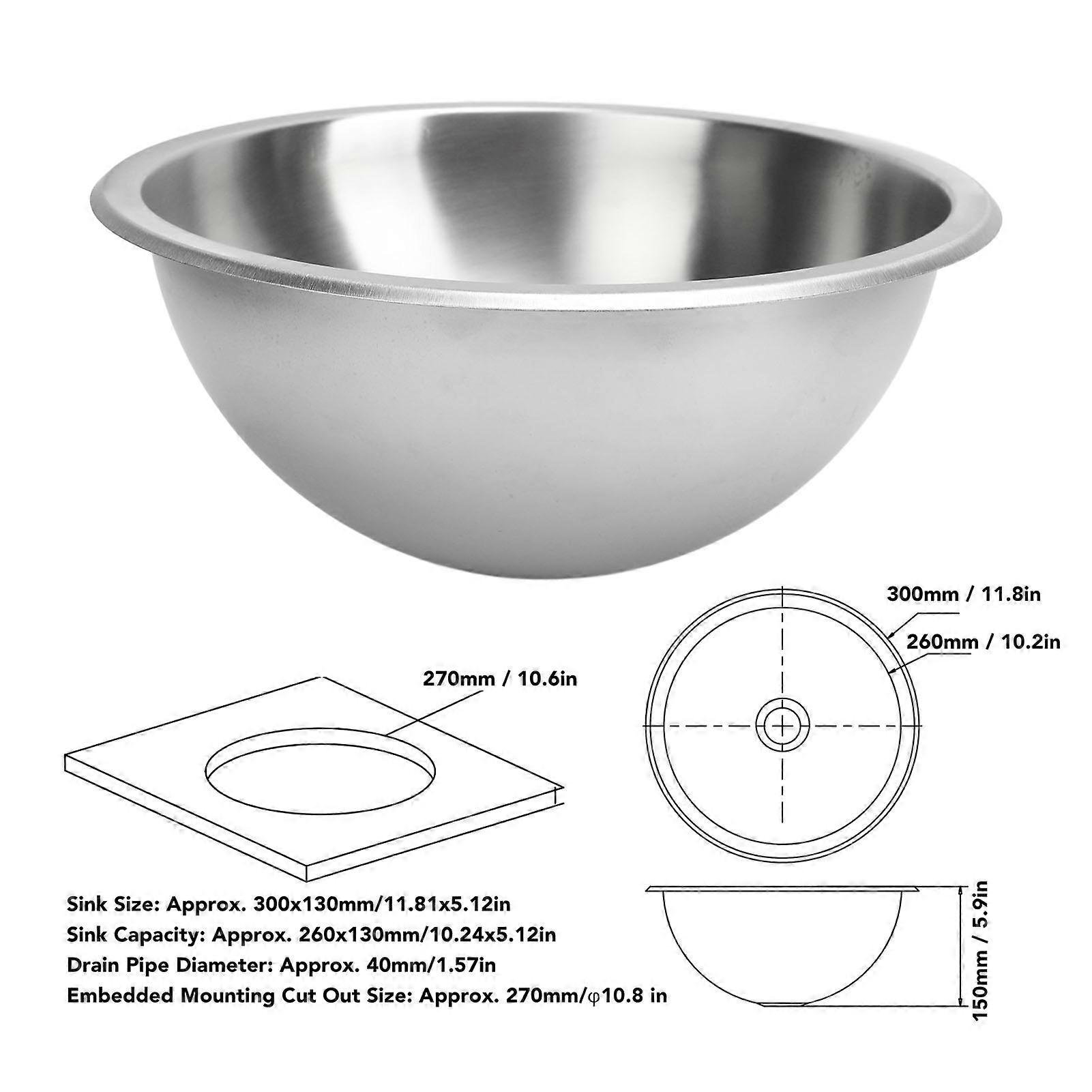 12 Inch Camper Round Sink 304 Stainless Steel Kitchen Bath Sink Hand ...