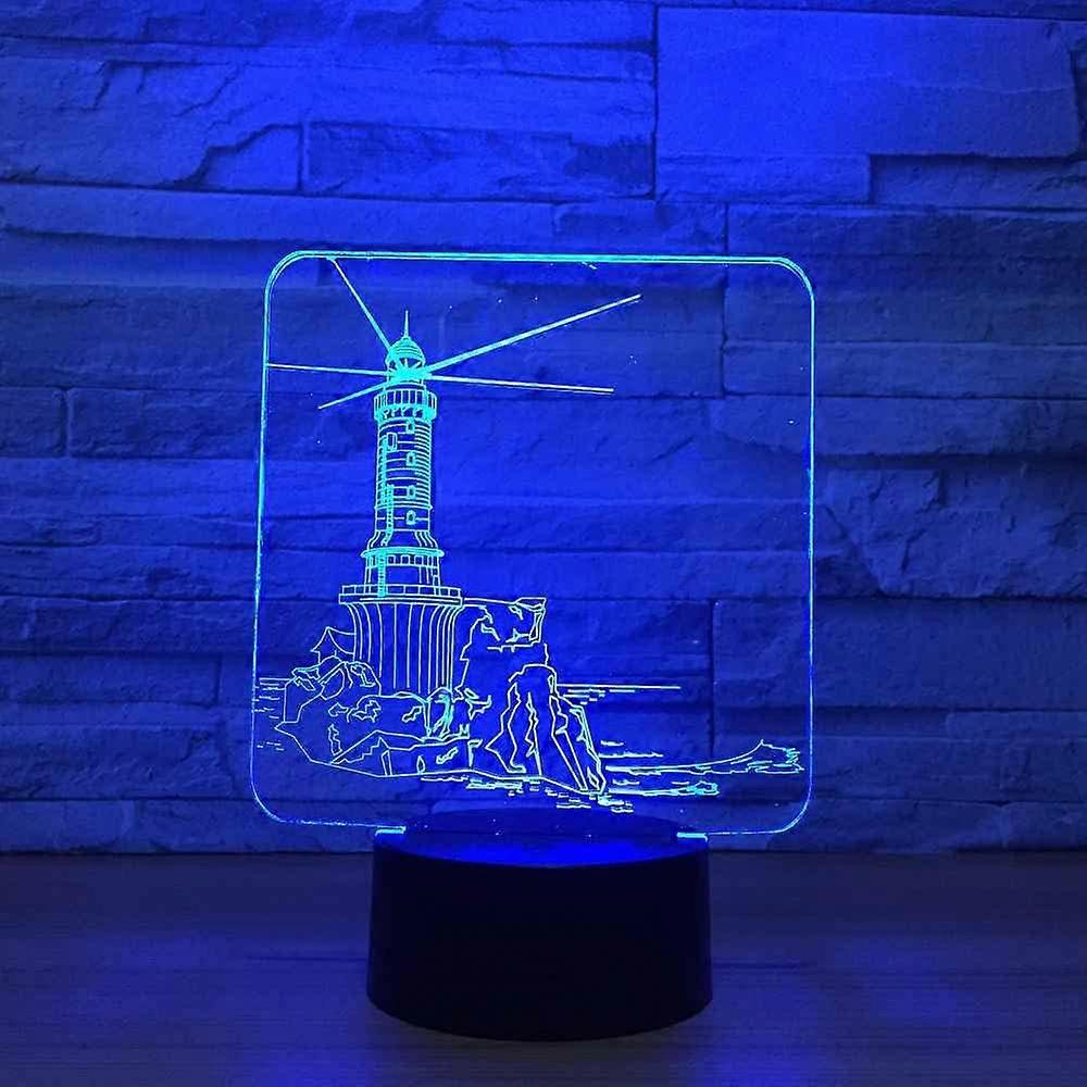 3D Illusion Night Light Coastal lighthouse building LED Night light ...
