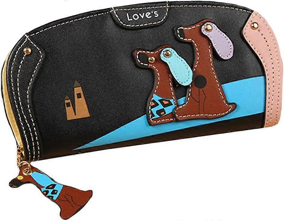 Faux Leather Zipper Dog Wallet with Phone Card Holder Cute Long Wallet ...