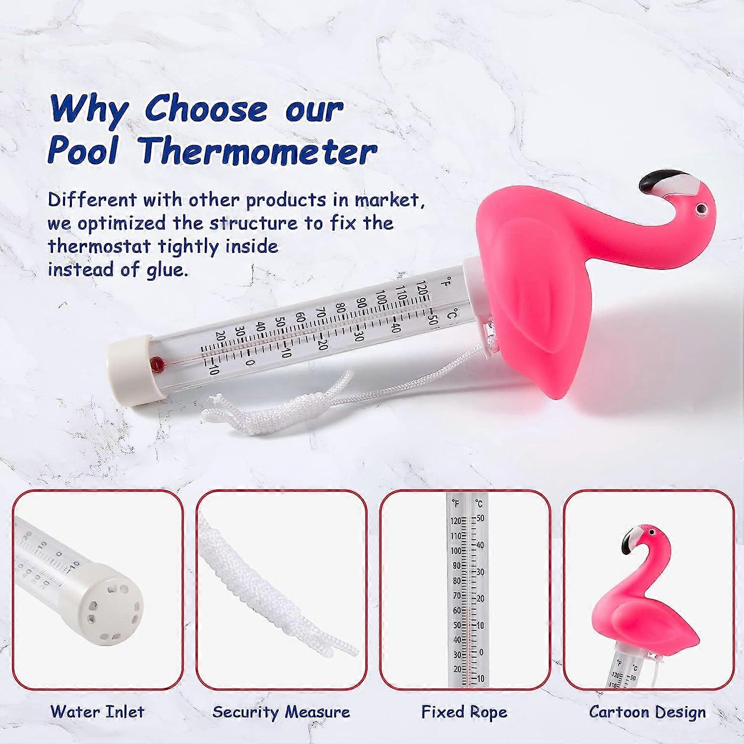 Pooltermometer, vandtermometer i flamingo-tegneseriestil med ledning ...
