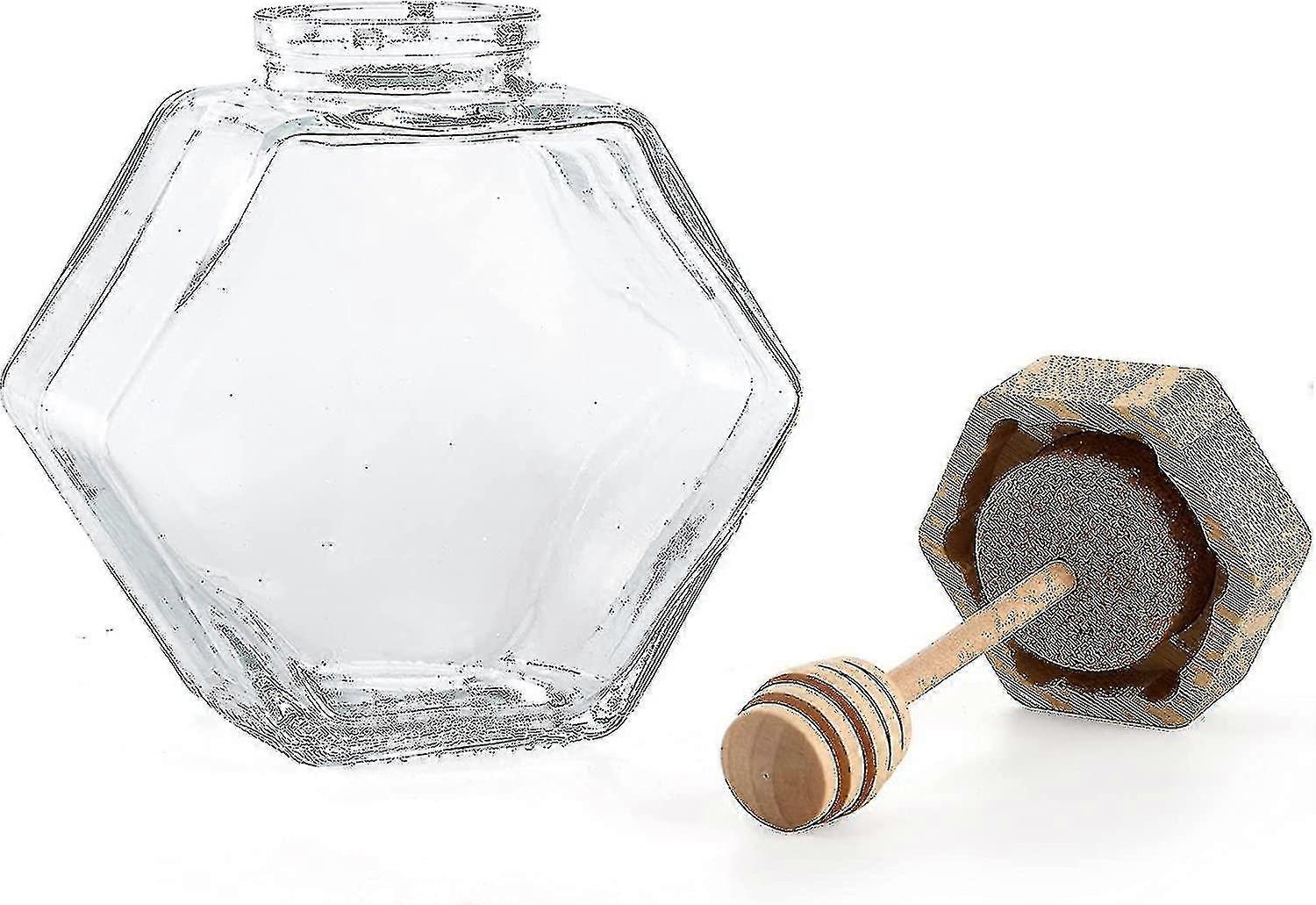 4 Pack 7 Oz Honey Pot Jars, Glass Honey Pot With Wooden Dipper And Cork ...