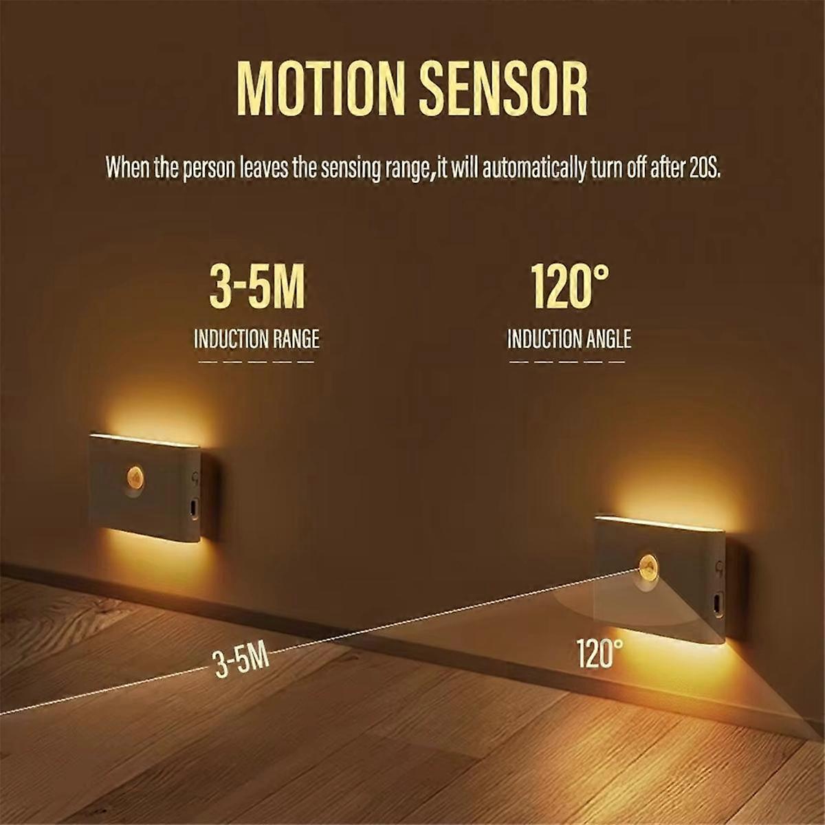 LED Intelligent Sensor Night Light USB Charging Motion Sensor Wall ...