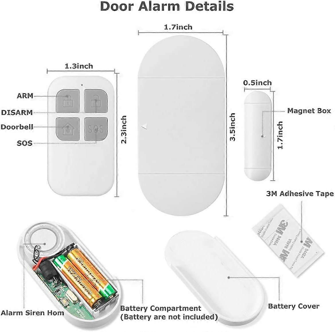 Door and Window Alarm, Alarm with 130dB Siren, 2 Remote Controls, Easy ...