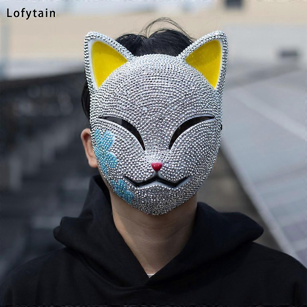 Lofytain Anime Demon Slayer Fox Masks Handmade Rhinestone Mask Cosplay ...