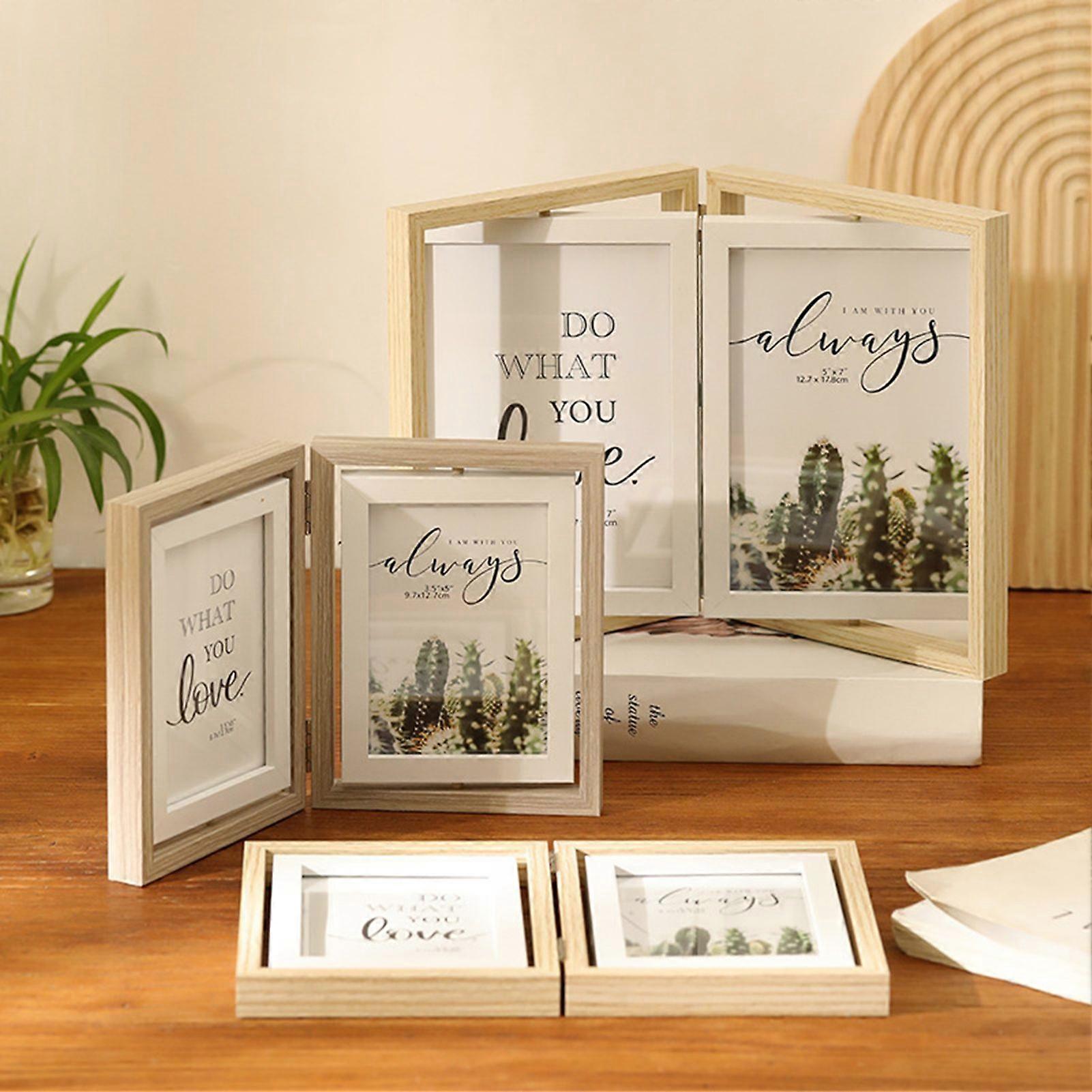 Double Picture Frame Vertical Rotating Bi-fold Photo Frame with ...