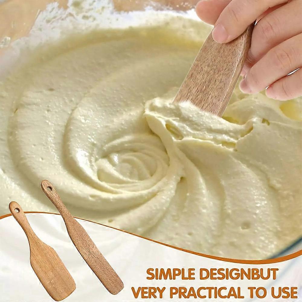 Skinny Spurtle and Wood Spatula, Flat Handle Sourdough Mixer & Bread ...