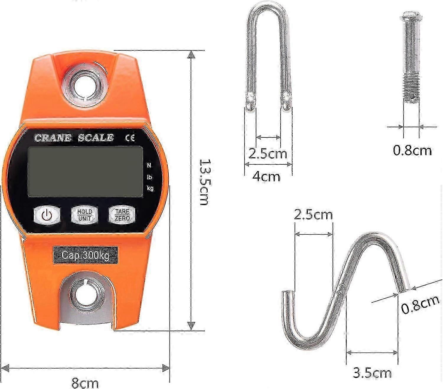 Electronic Scale 300kg Hanging Hook Scale LCD Dynamometer Industrial ...