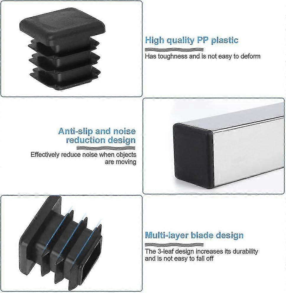 20 Pcs Cap For Square Pipe 20x20mm Black Square Tube End Cap Plastic ...
