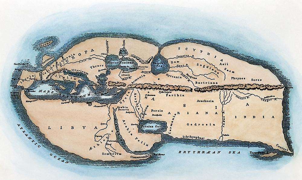 Strabo World Map, C20 A.D. /Naccording To The Writings Of The Greek ...