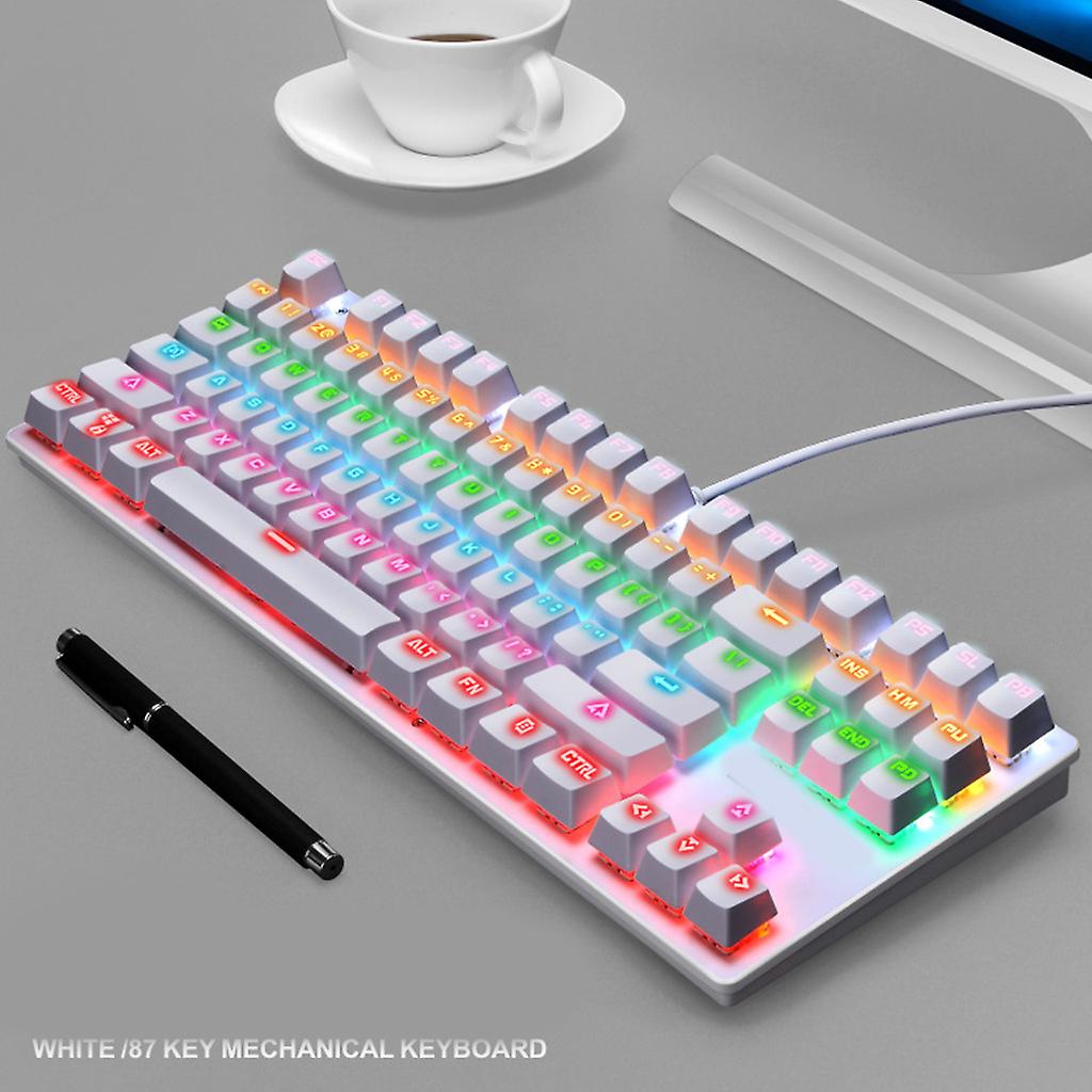 Mechanical Gaming Keyboard Rainbow LED Backlit, Slim Punk Keycaps, 87 ...
